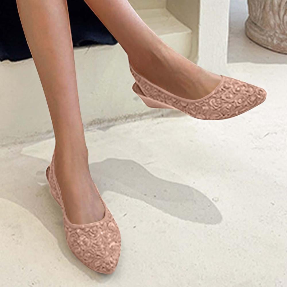 Bxsruta Embroidered Pointed-Toe Slippers, Wedge Heel Formal/Casual ...
