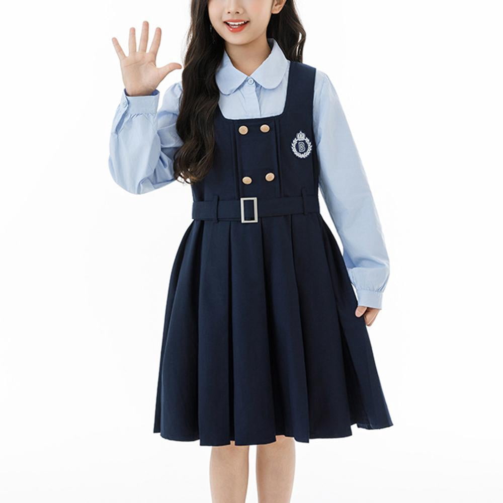 Bxsruta Girls 2 Piece Outfit School Uniform Set Long Sleeve Button Down ...