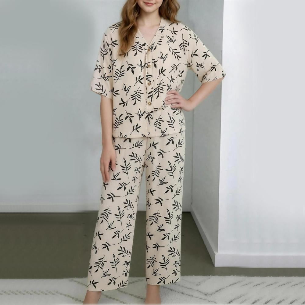 Bxsruta Girls 2 Piece Pajama Set Button Down V Neck Long Sleeve Top and ...