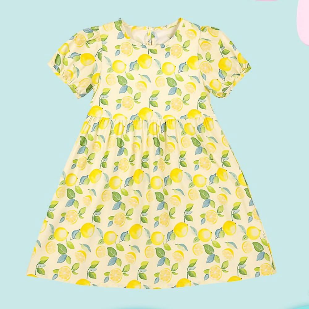 Bxsruta Girls Casual Puff Sleeve Dress Soft Cotton Loose Fit Sundress ...