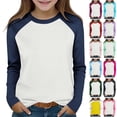 Bxsruta Girls Color Block Raglan Sleeve Long Sleeve Crew Neck Pullover ...