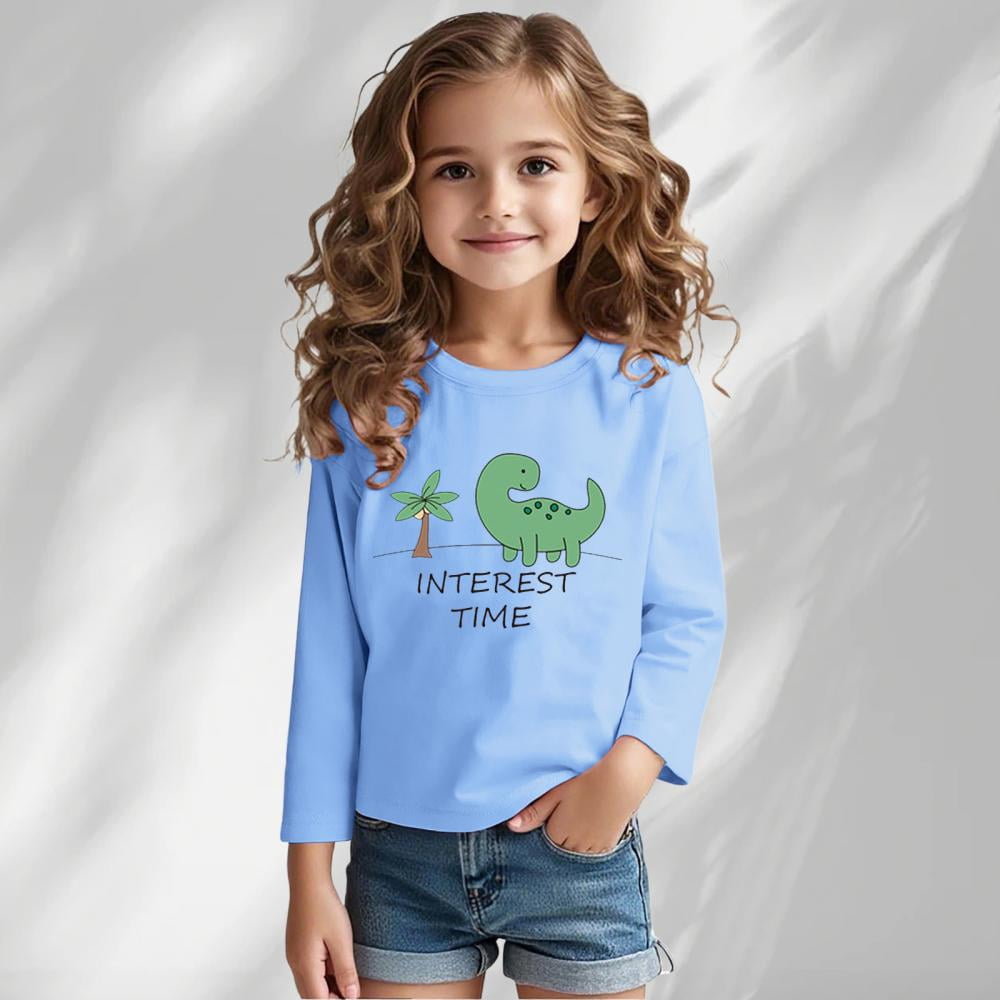 Bxsruta Girls' Long Sleeve Crew Neck T-Shirt Cartoon Bear Print Casual ...