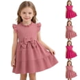 Bxsruta Girls Short Sleeve Crew Neck Tiered Fit and Flare Summer Casual ...