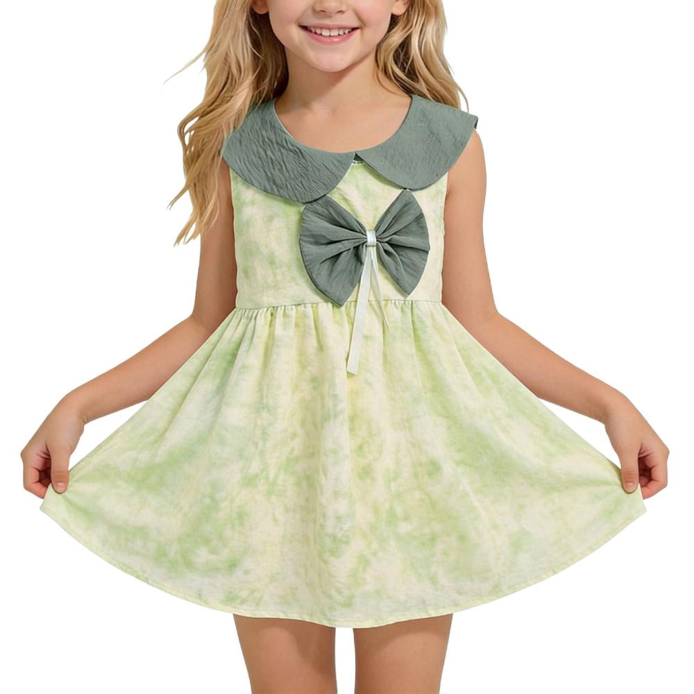Bxsruta Girls Sleeveless Peter Pan Collar Fruit Print Dress with Front ...