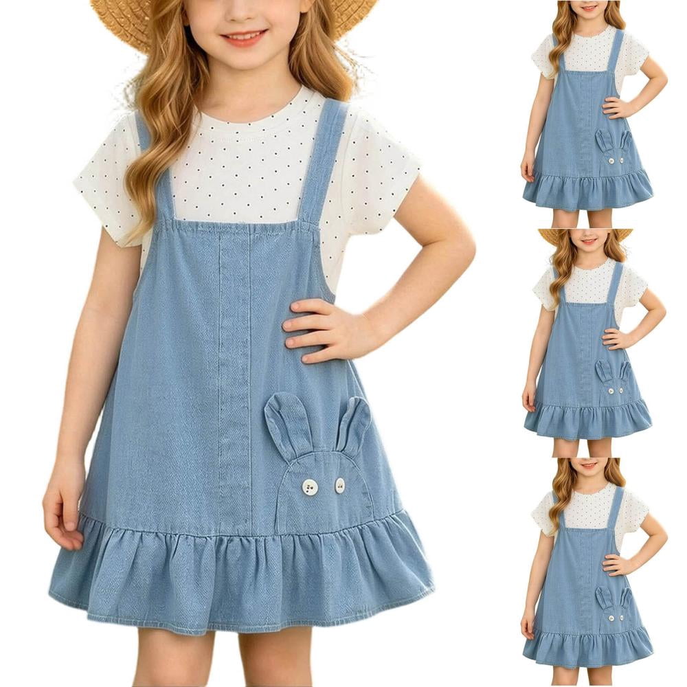 Bxsruta Girls Two Piece Outfit Short Sleeve Crew Neck Cartoon Rabbit ...