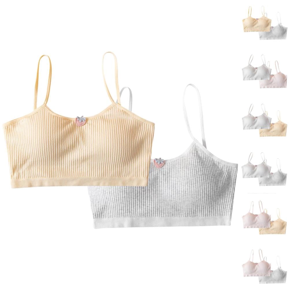 Bxsruta Girls Wirefree Camisole Bra 2 Pack Seamless Soft Stretchy