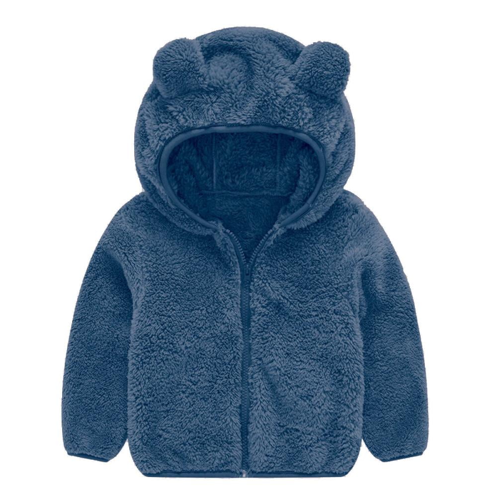 Bxsruta Jacket for Boys, Reversible Plush Children's Hooded Jacket ...