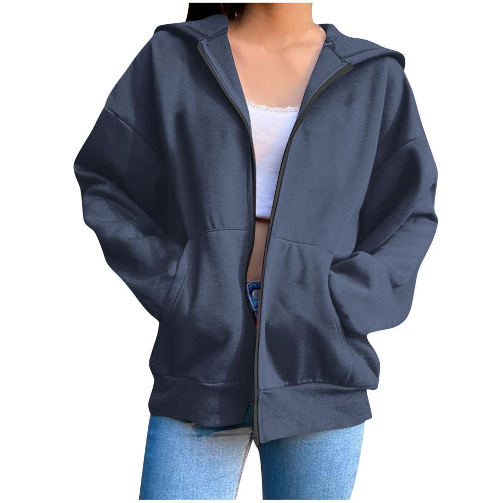 Bxsruta Jacket for Women, Oversized Fleece Zipper Hoodie for Women, V ...