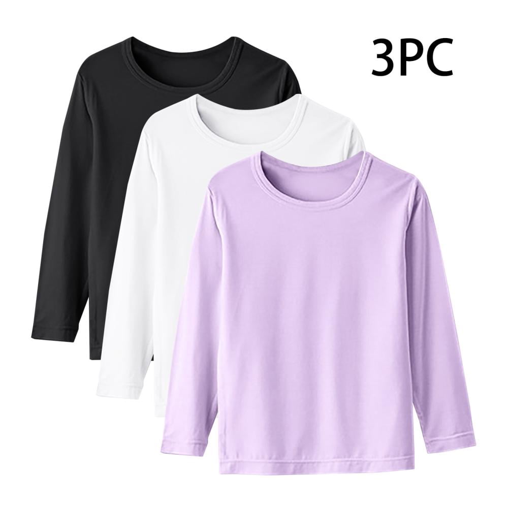 Bxsruta Kids Crewneck Long Sleeve T Shirts 3 Pack Soft Modal Blend ...