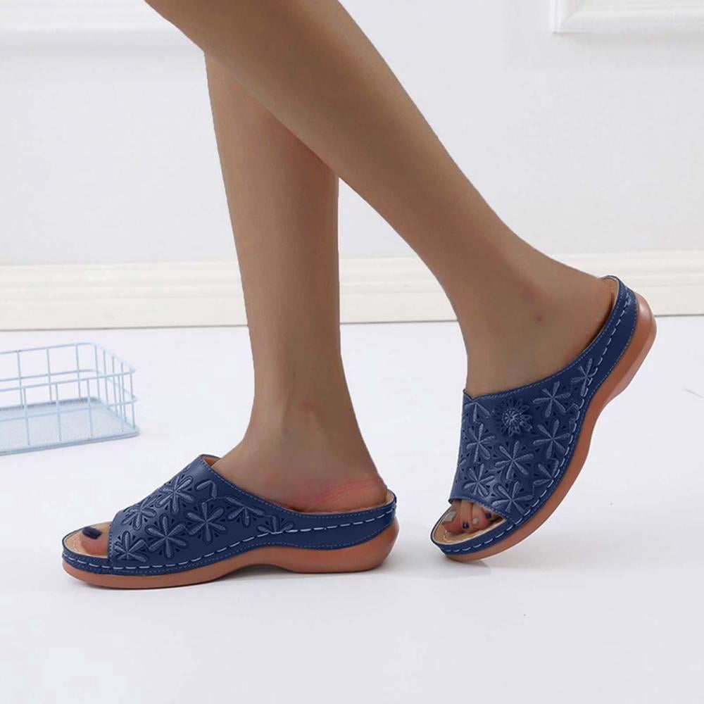 Bxsruta Lace-Up Hollow Floral Sandals, Retro Wedge Heel Outdoor ...