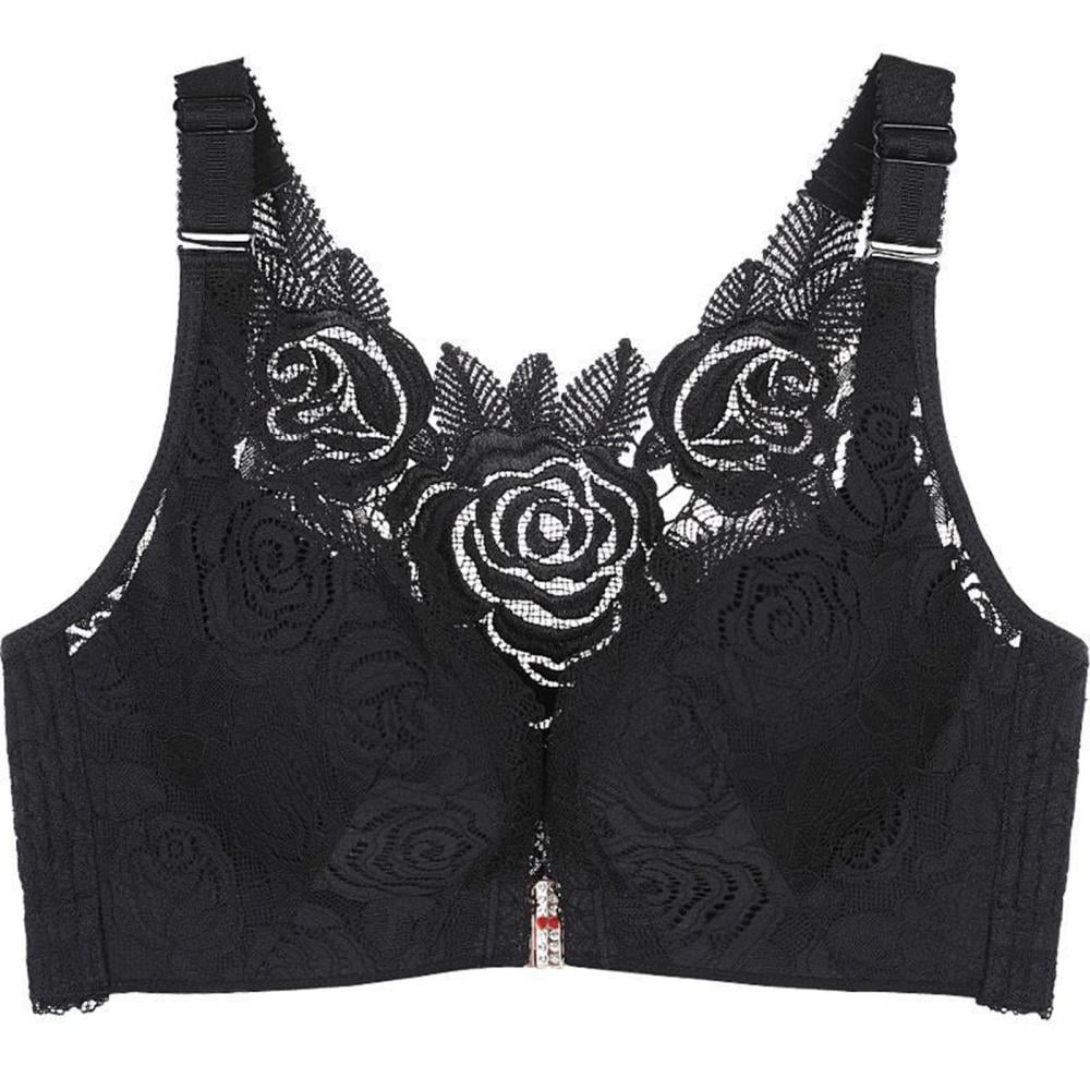 Bxsruta Lacy Bras for Women, Women's Solid Color Bra Front Button Plus ...