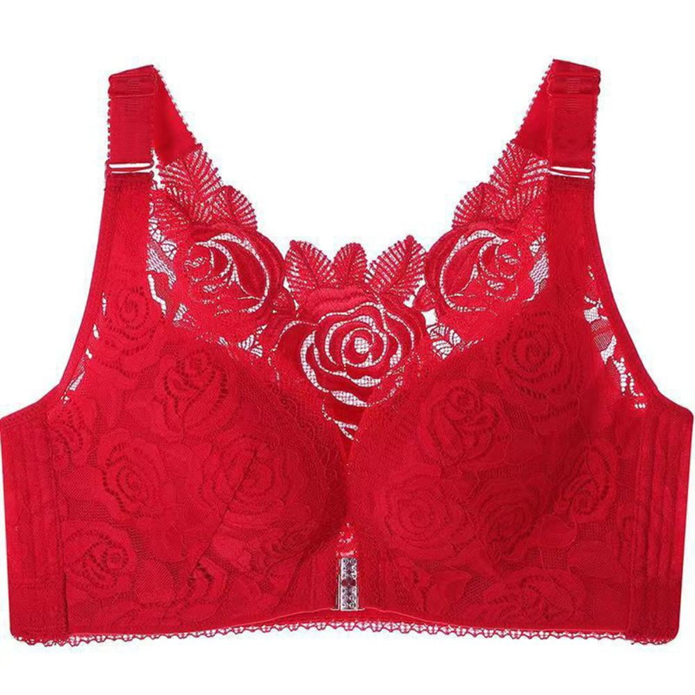 Bxsruta Lacy Bras for Women, Women's Solid Color Bra Front Button Plus ...