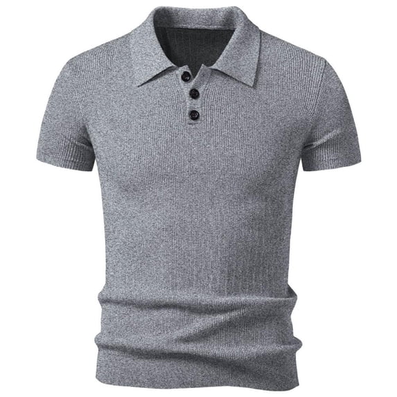 Bxsruta Men Slim Fit Knit Polo Shirt Short Sleeve Casual Button Down ...