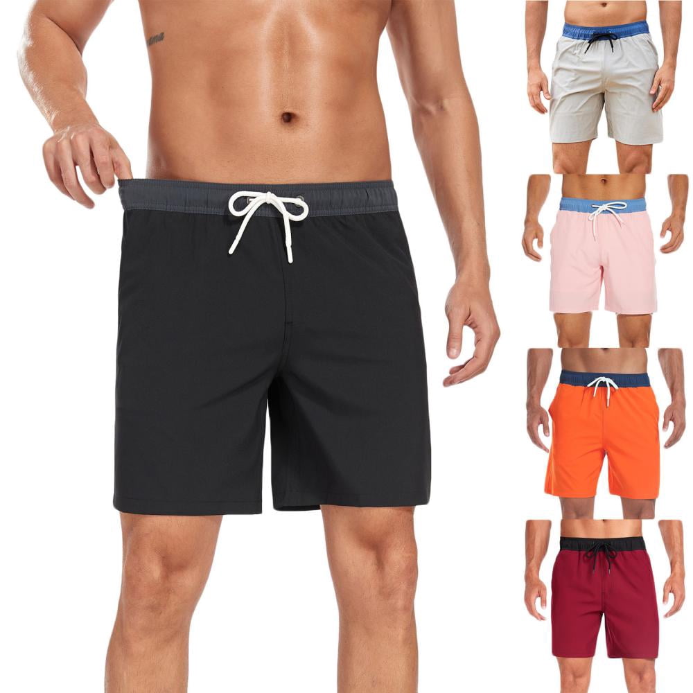 Bxsruta Men's Multi-Pocket Quick-Dry Swim Trunks with Elastic Waistband ...