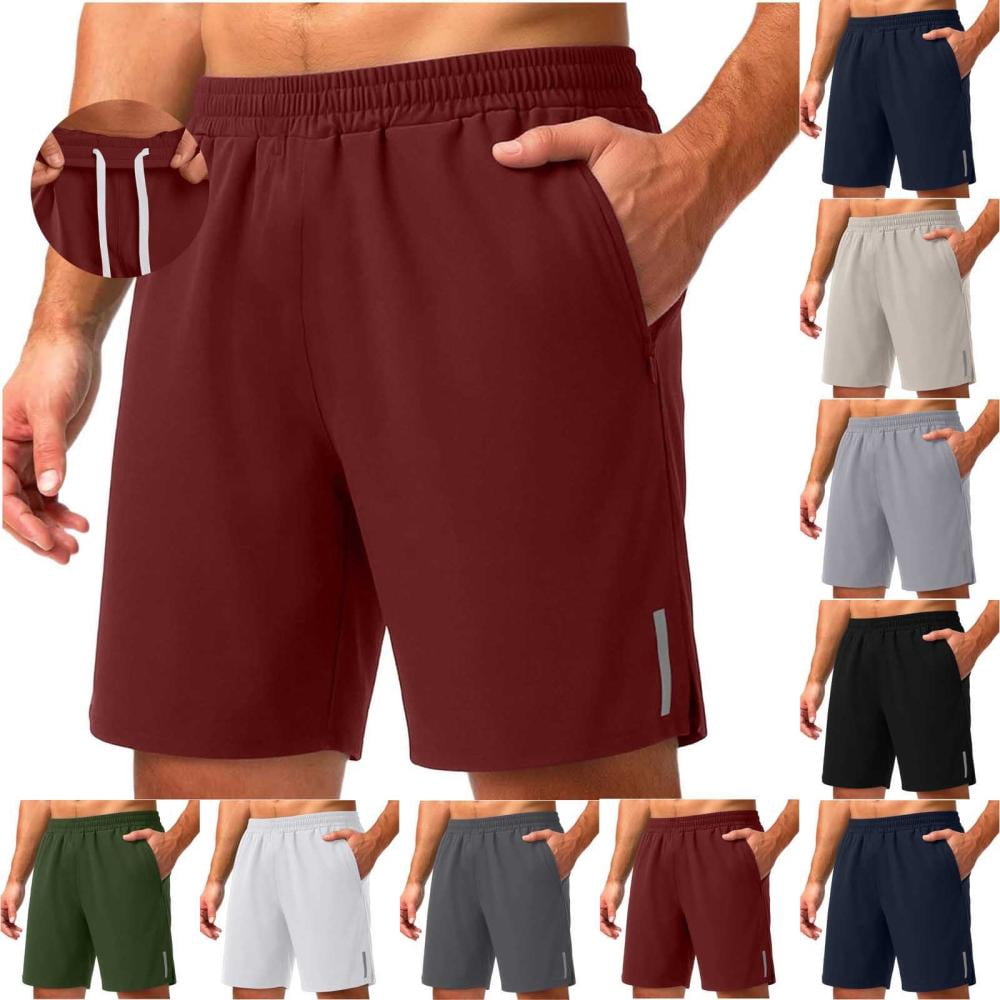 Bxsruta Men's Quick Dry Athletic Shorts with Zipper Pockets and ...