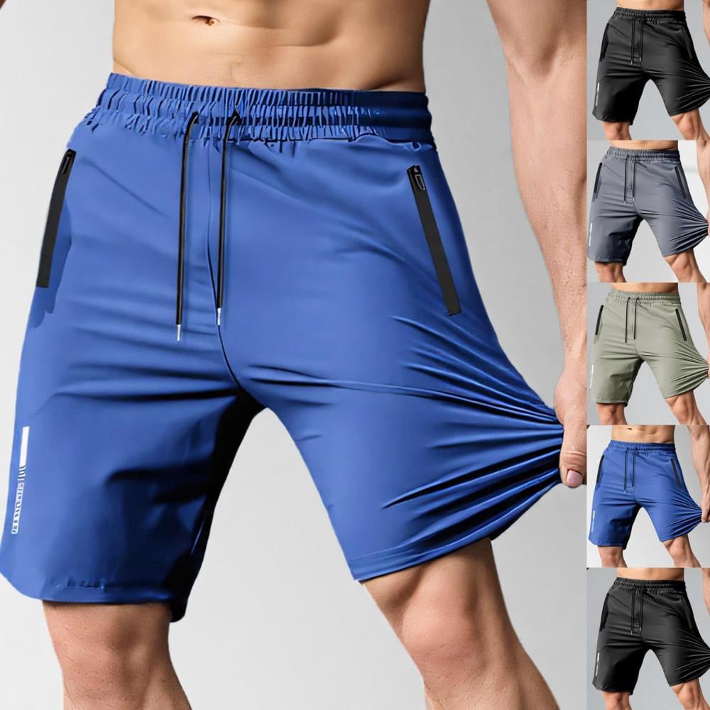 Bxsruta Men's Quick Dry Athletic Shorts with Zipper Pockets for Gym ...