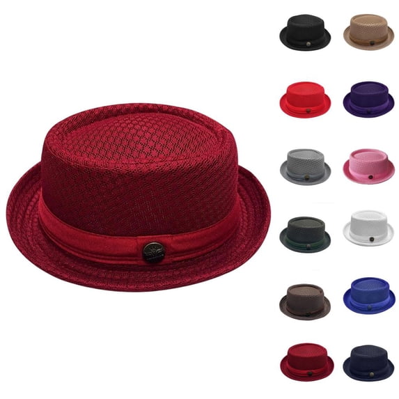 Bxsruta Mesh Breathable Fedora Hat with Metal Badge for Men Women ...