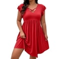 Bxsruta Plus Size Women's Crisscross V Neck Ruffle Short Sleeve A Line ...