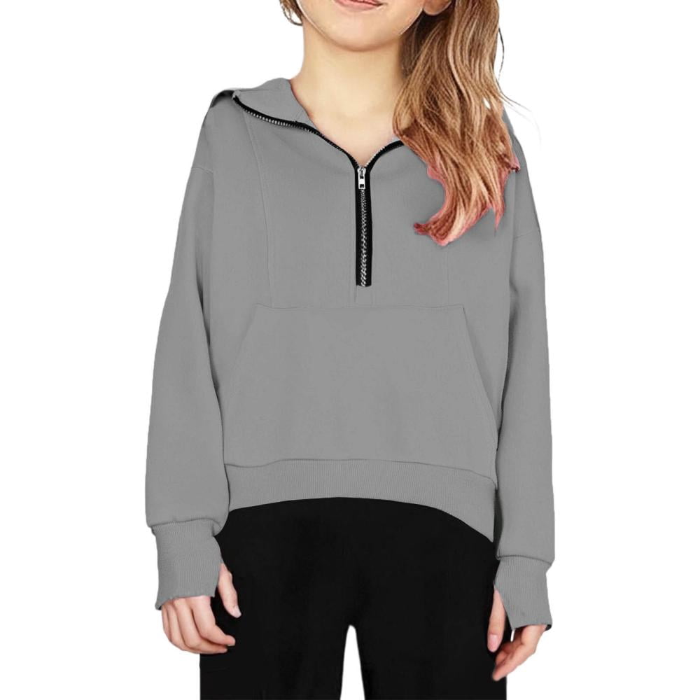 Bxsruta Pullover for Kids, Kids Clothes Girls' Half-zip Solid Color ...