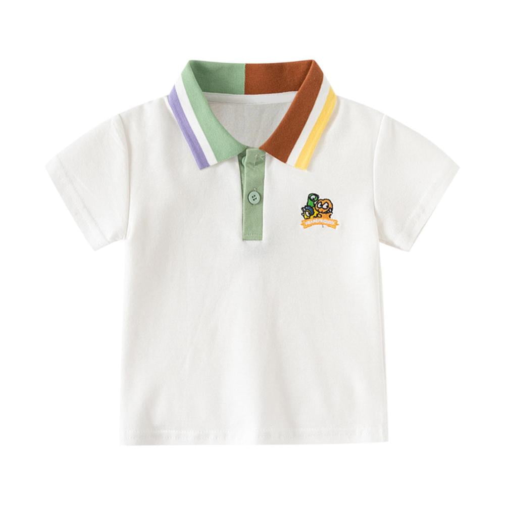 Bxsruta Shirts for Kids, Children's Embroidered Casual T-Shirt, Short ...