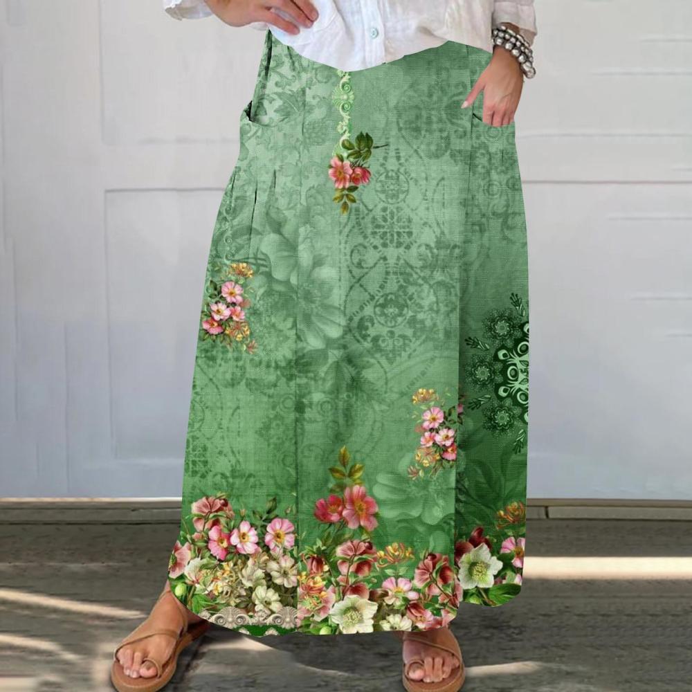 Bxsruta Skirts for Women, Mid-Calf Length Pleated Pocket Skirt with ...