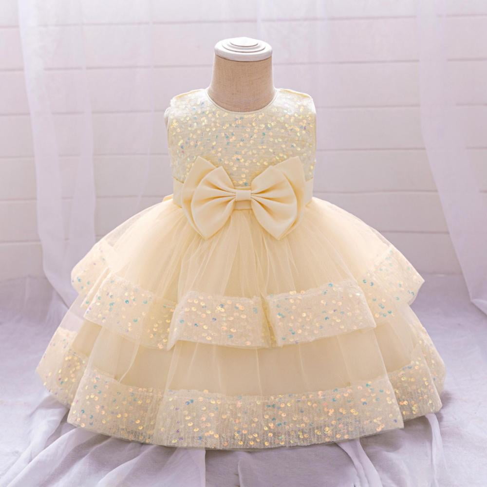 Bxsruta Sleeveless Beaded Bow Mesh Princess Dress with Round Neck ...