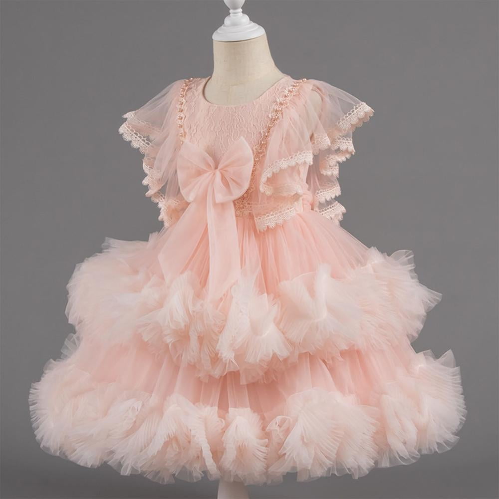 Bxsruta Sleeveless Tiered Mesh Formal Dress for Parties, Round-Neck ...