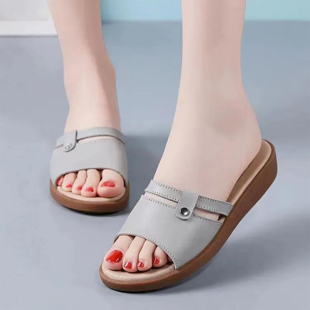 Bxsruta Slip-On Slide Sandals with Buckle Detail, Cushioned Insole ...