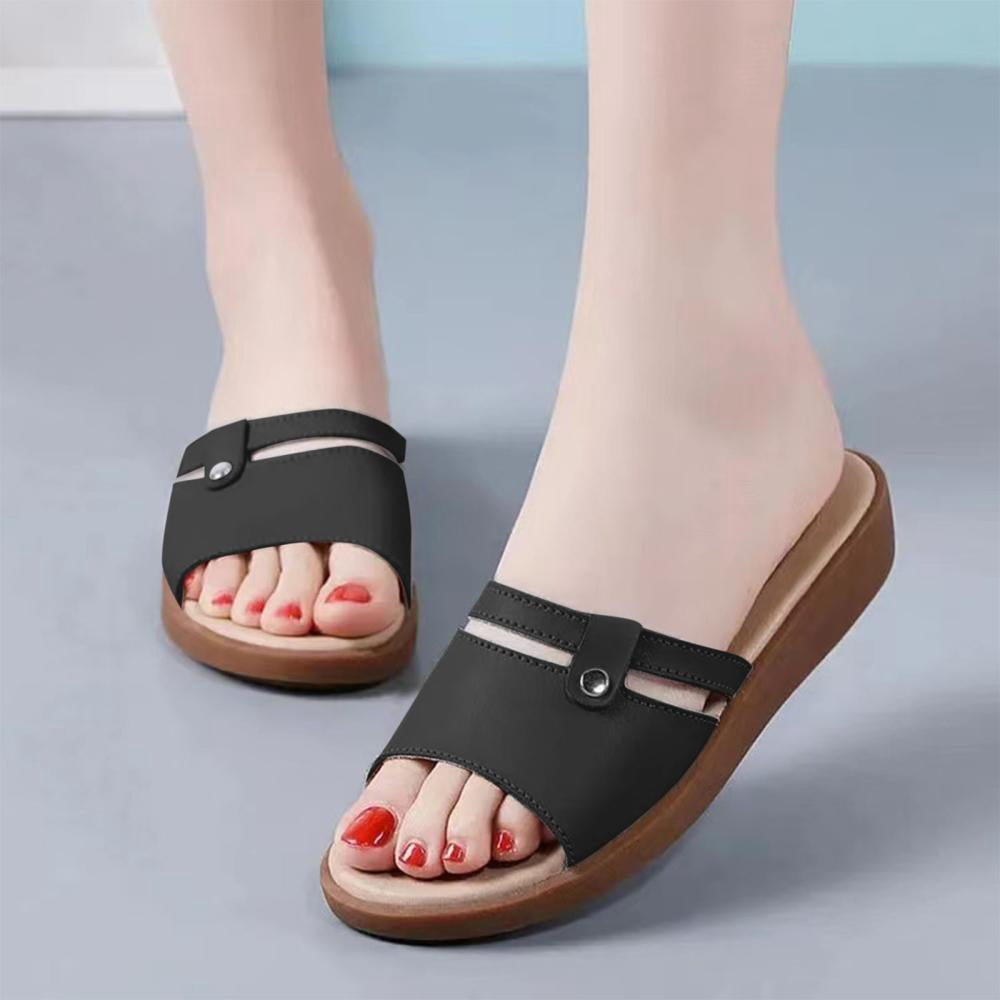 Bxsruta Slip-On Slide Sandals with Buckle Detail, Cushioned Insole ...