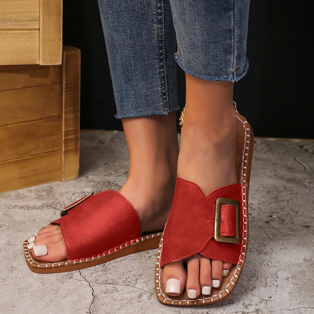 Bxsruta Slip-Resistant Flat Slippers with Round Toe, Comfortable Indoor ...