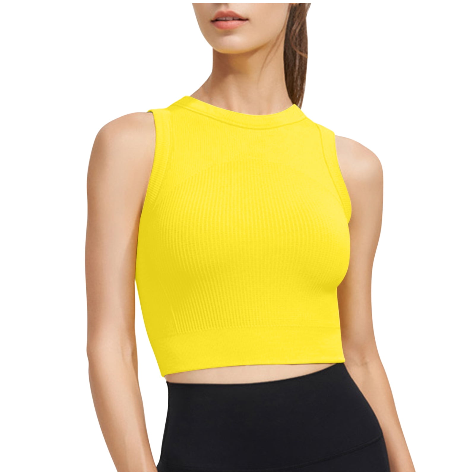 Bxsruta Sports Bras for Women Racerback High Neck Longline Padded ...