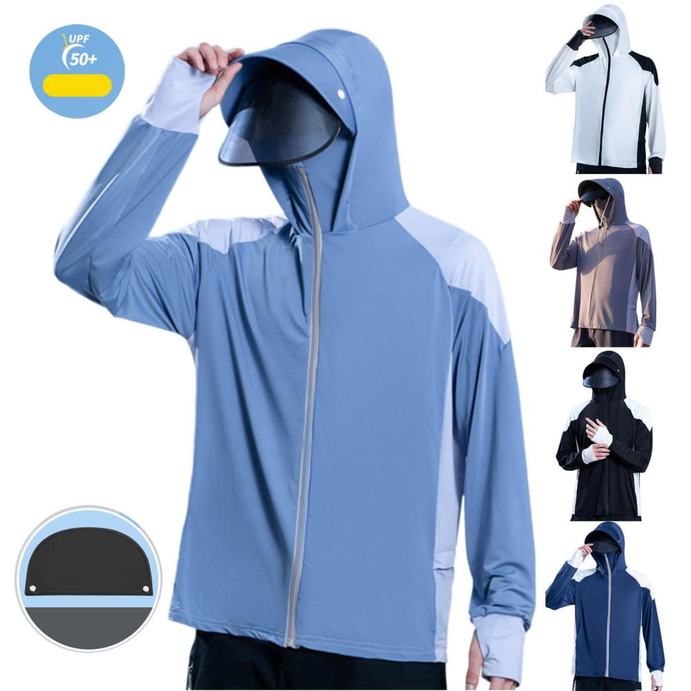 Bxsruta Sun Protection Hoodie Jacket with Face Cover UPF 50 ...
