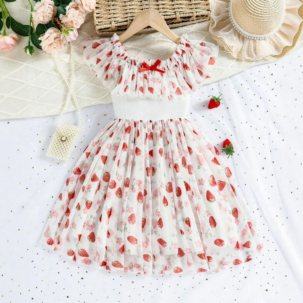Bxsruta Toddler Girls Off Shoulder Casual Dress with Elastic Waist Boat ...
