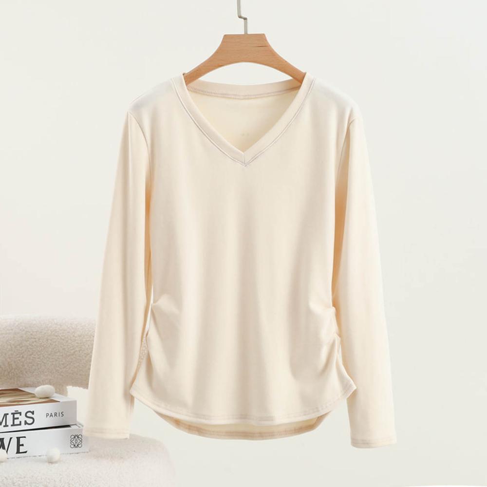 Bxsruta Tops for Women, Women's Round Neck Solid Color Blouse, Long ...