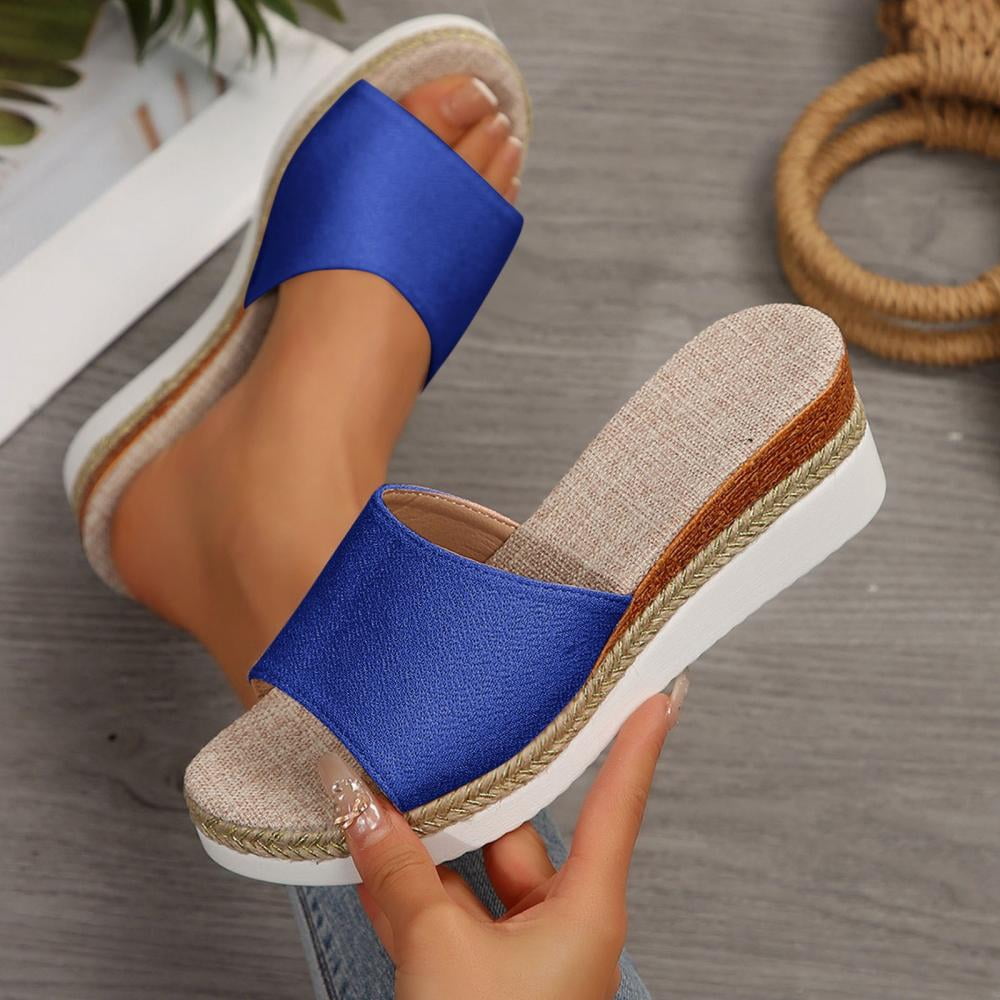 Bxsruta Wedge-Heel Beach Slippers with Thick Cushioned Sole, Non-Slip ...