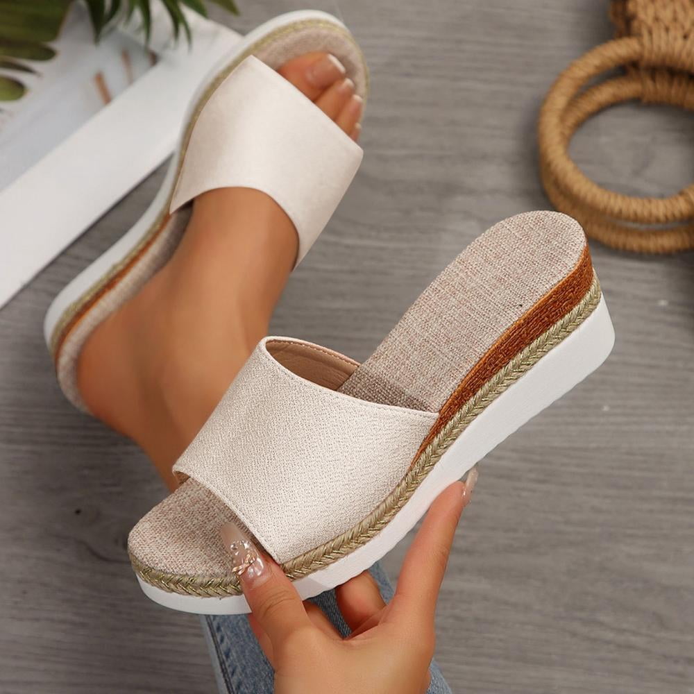 Bxsruta Wedge-Heel Beach Slippers with Thick Cushioned Sole, Non-Slip ...