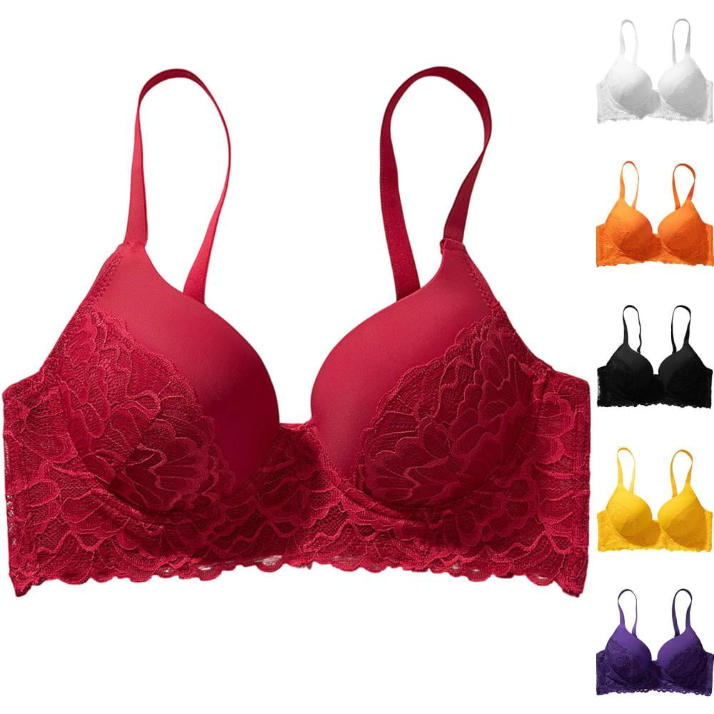 Bxsruta Wirefree Lace T Shirt Bra Comfort Everyday Padded Support Bra ...