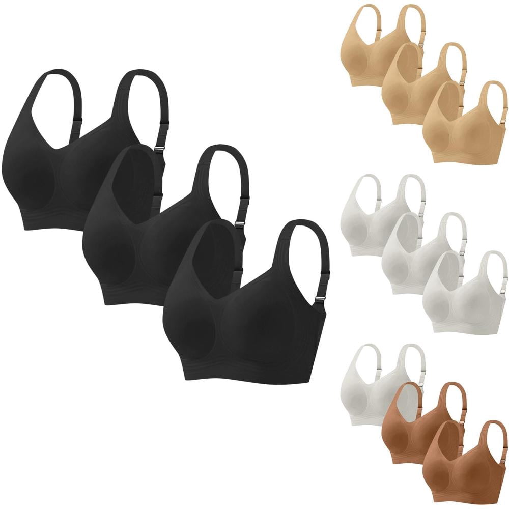 Bxsruta Wirefree Seamless Comfort Bra for Women Adjustable Shoulder ...