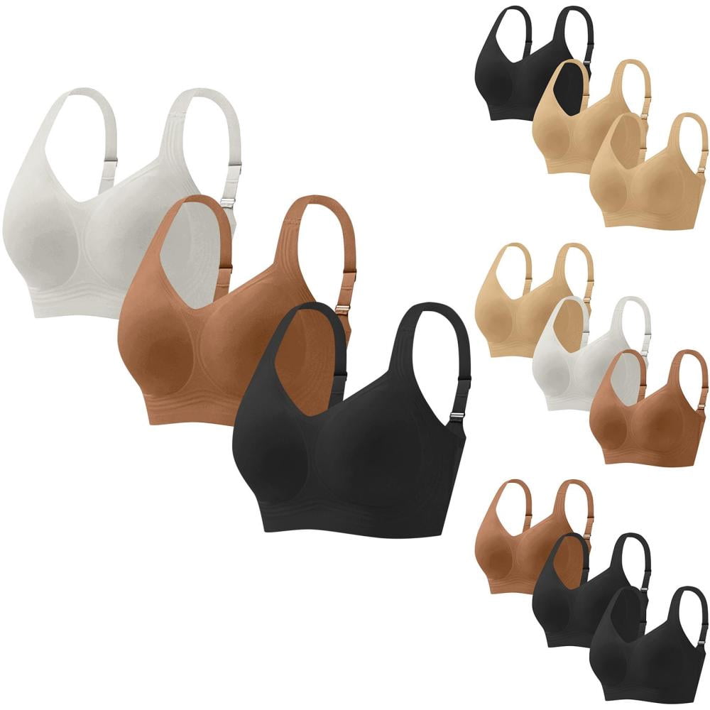 Bxsruta Wirefree Seamless Comfort Bra for Women Adjustable Shoulder ...