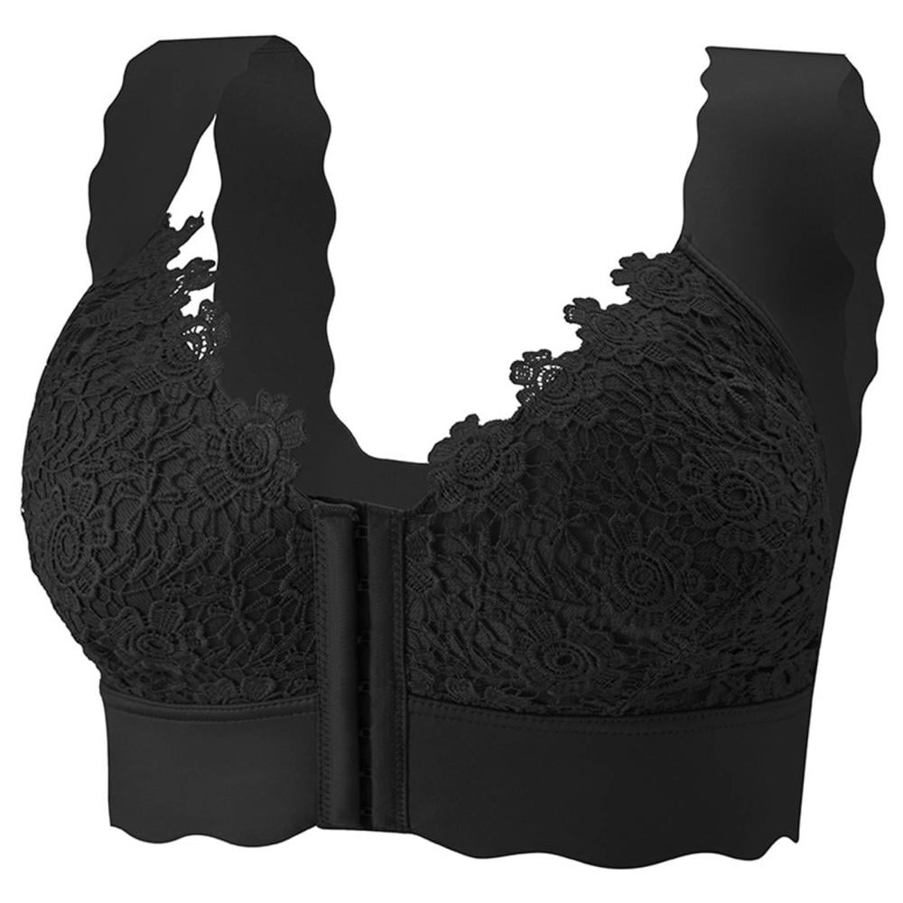 Bxsruta Wireless Bras for Women, Women's Lace Plus Size Front Button ...