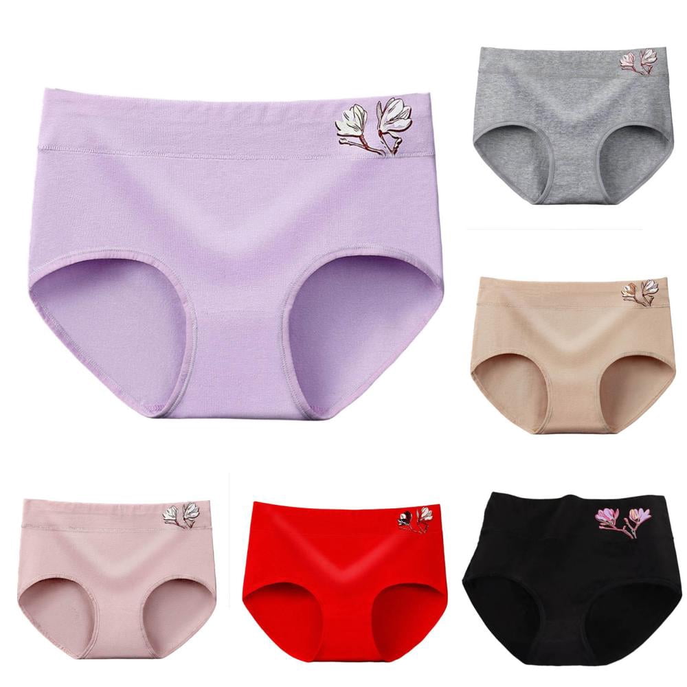 Bxsruta Women Cotton High Waist Floral Print Briefs Tummy Control ...