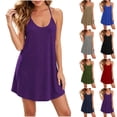 Bxsruta Women's Casual Sleeveless Cami Dress Loose Swing Tank Mini ...