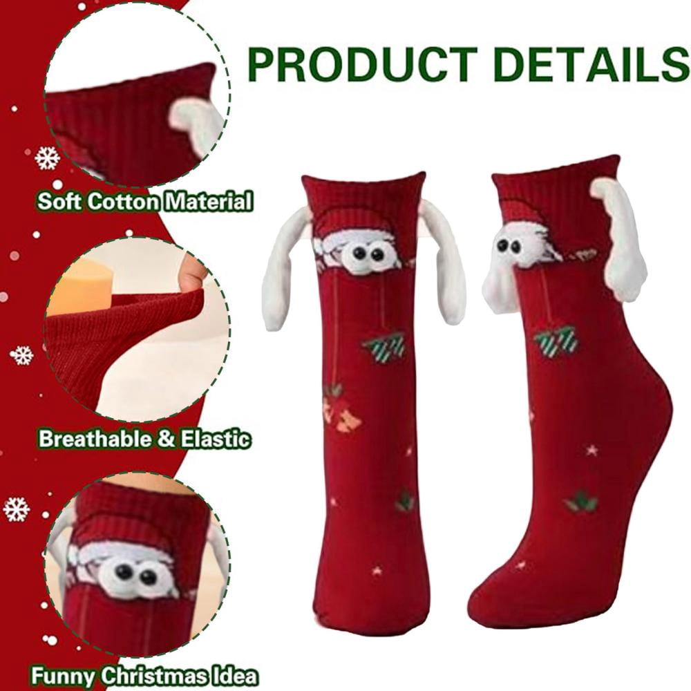 Bxsruta Women's Magnetic Christmas Socks with Hand in Hand Design ...