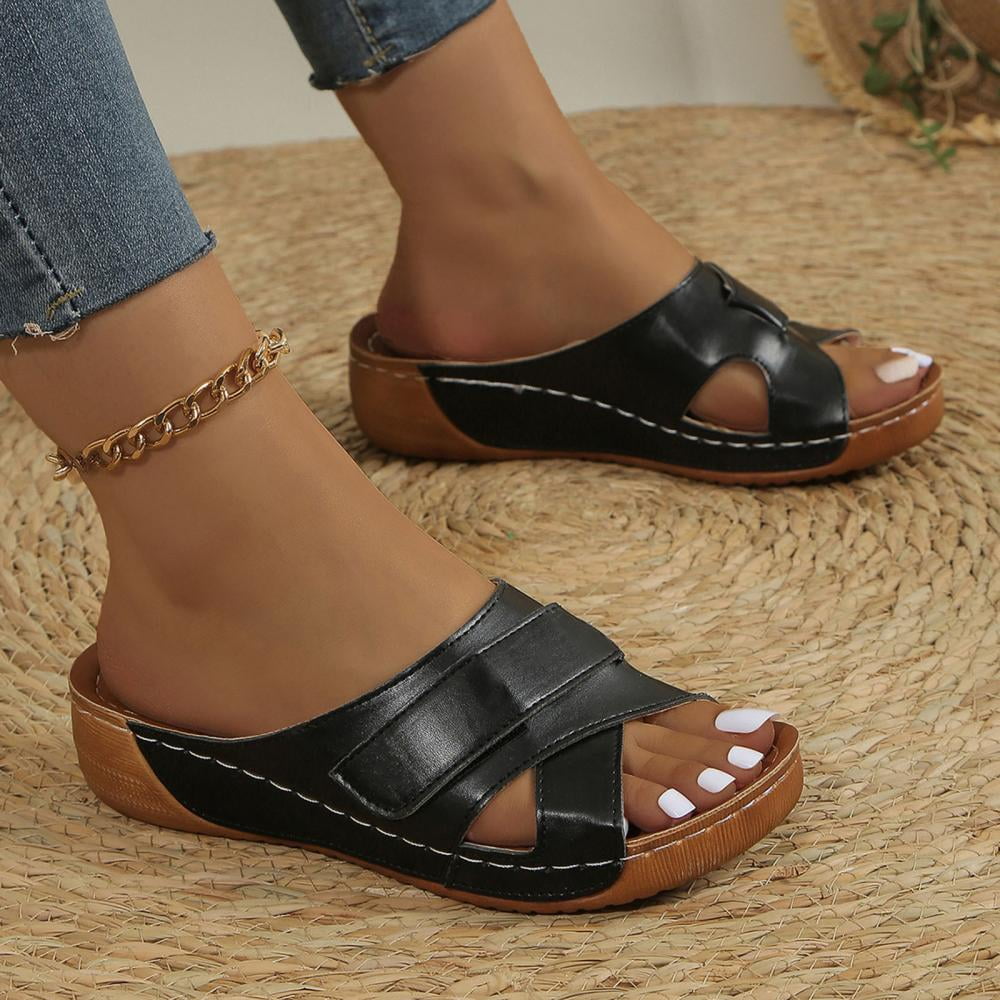 Bxsruta Women's Orthopedic Slide Sandals with Heel Support, Ergonomic ...
