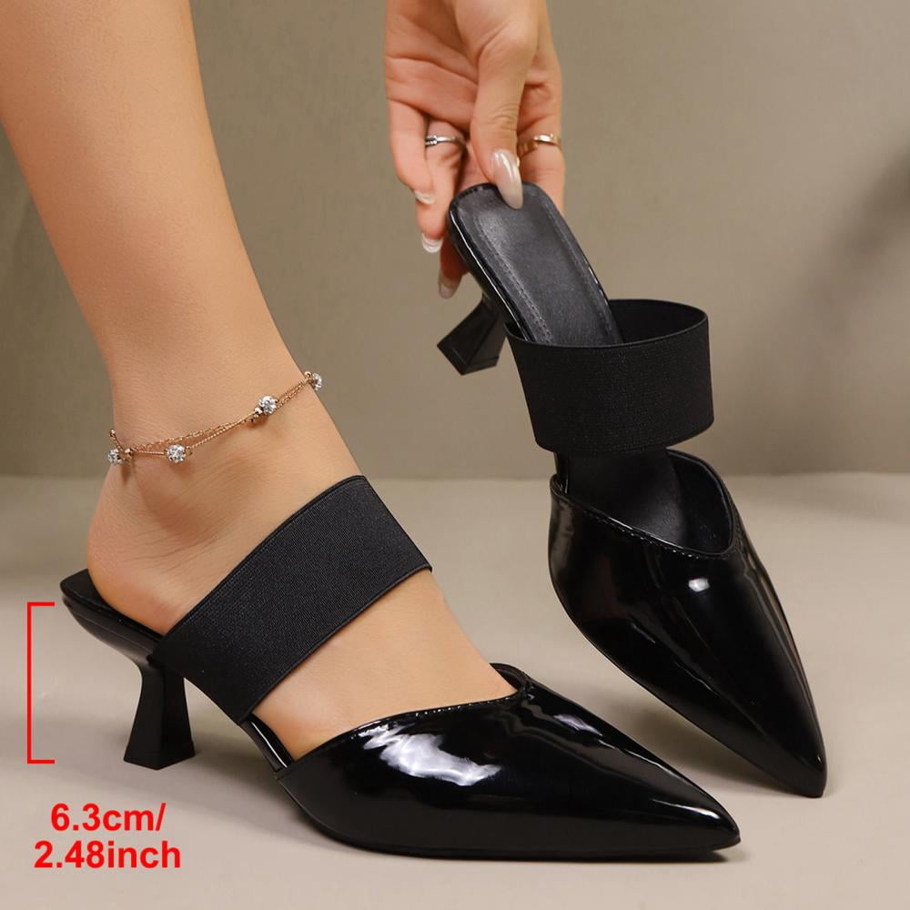 Bxsruta Women's Plus Size Fashion Mules with Pointed Toe and Block Heel ...