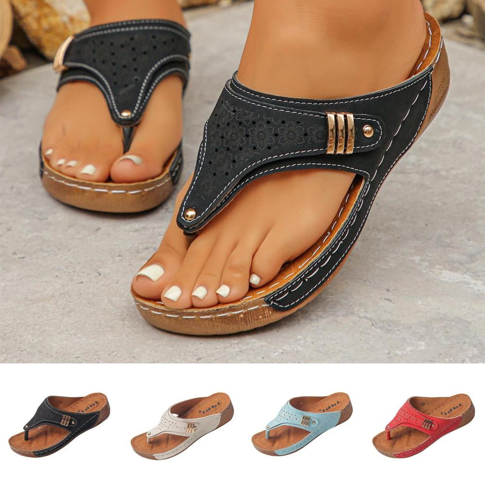 Bxsruta Women's Plus Size Wedge Heel Mules with Perforated Design and ...