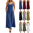 Bxsruta Women's Ribbed Knit Spaghetti Strap Maxi Dress with Pockets ...
