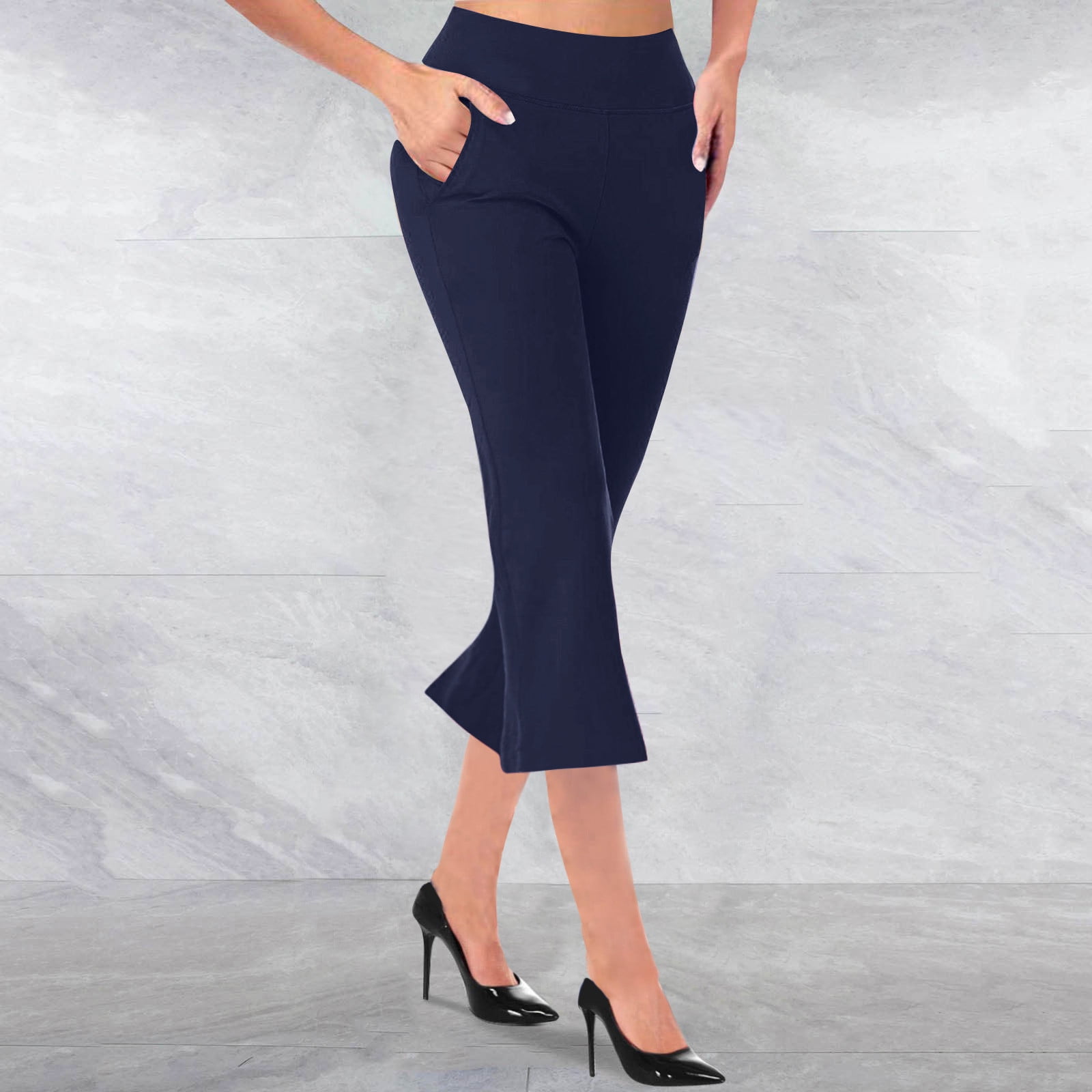 Bxsruta Womens Stretchy Flare Dress Pants with Pockets for Work ...
