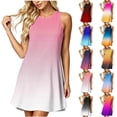 Bxsruta Womens Summer Dress Casual Ombre Tank Dresses Sleeveless Crew ...