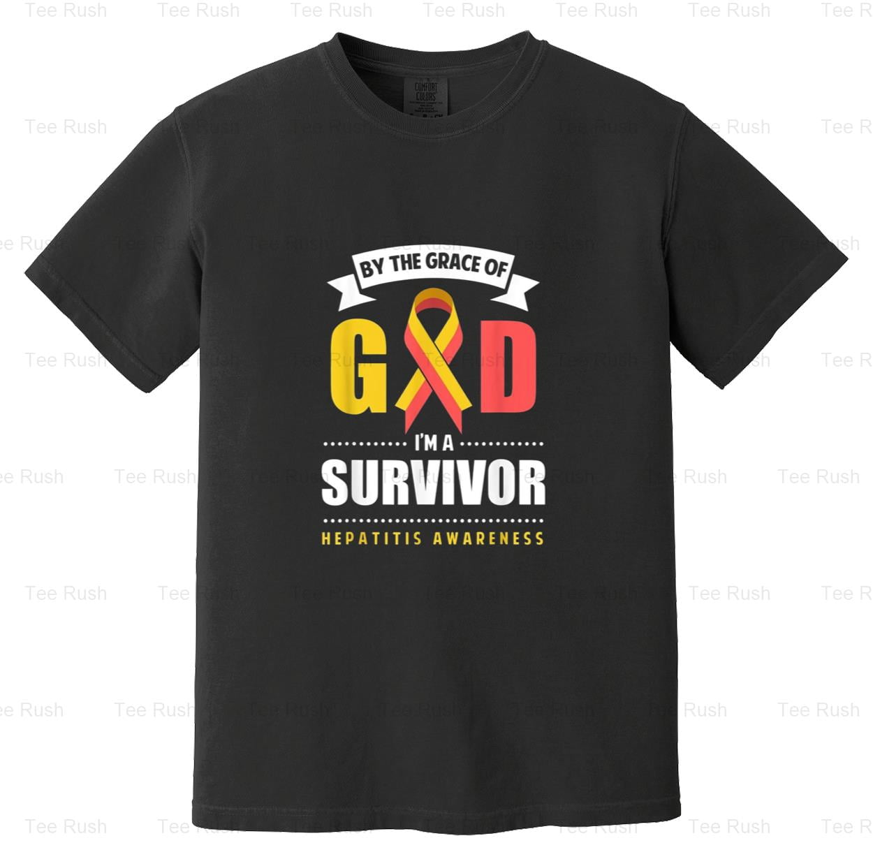 By Grace God Survivor Hepatitis Funny Awareness Gift, Red Yellow Ribbon ...